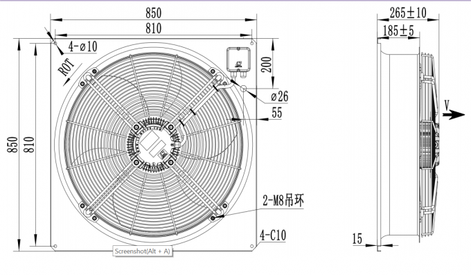 380v Industrial Exhaust Fan 3 Phase 700mm Axial For Air Cooled Module Units
