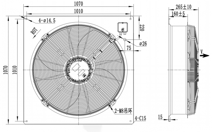 3 Phase 900mm Compact Axial Flow Fan 380V For AC Rooftop Units
